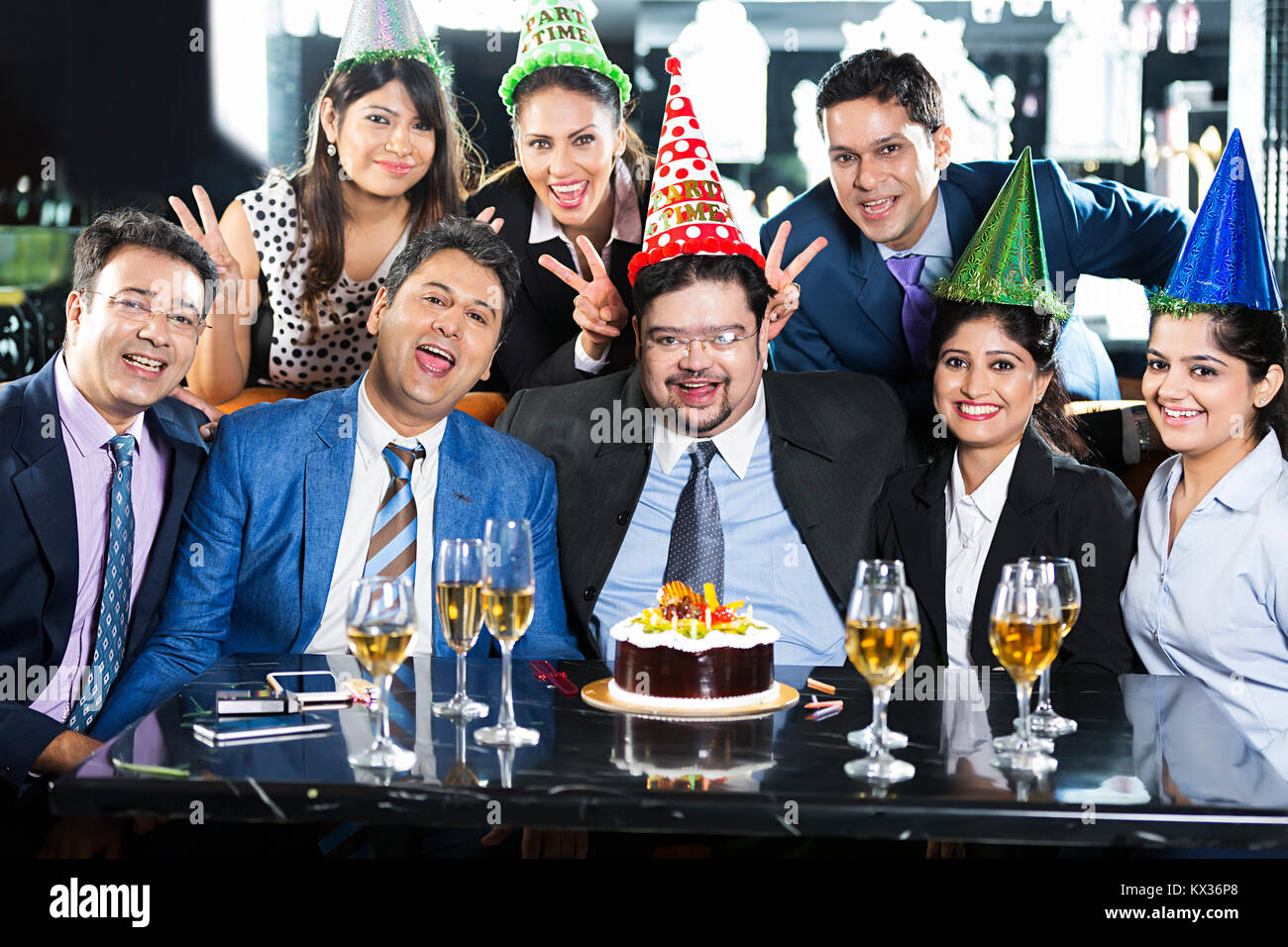 Group Business People Colleague Birthday Party Celebration in Hotel ...