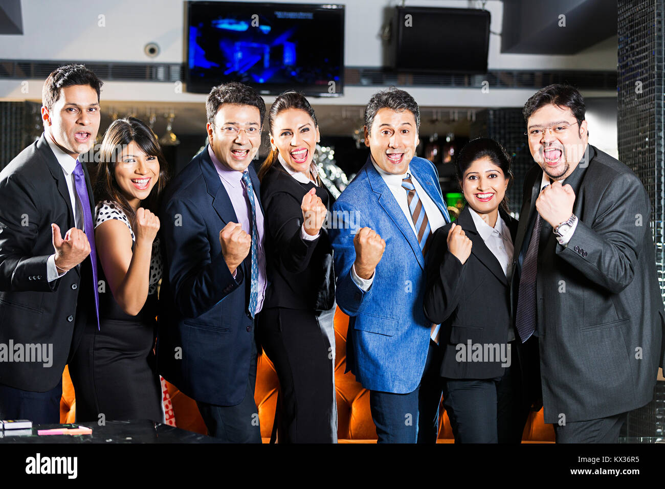 Group Business Partners Fist Victory Success Celebration Party In-Hotel ...