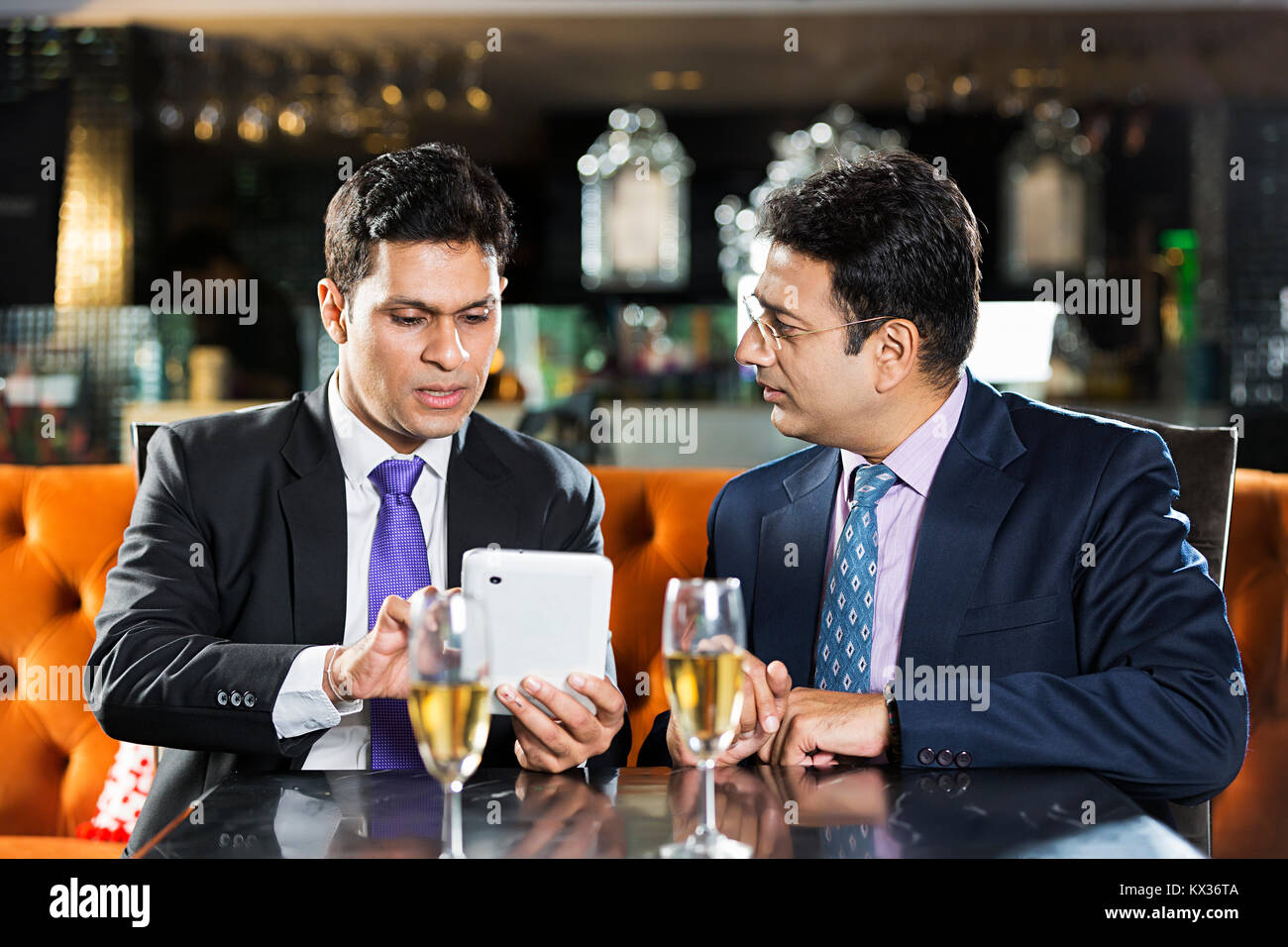 Two Business People Colleague Sitting Restaurant Discussion Meeting ...