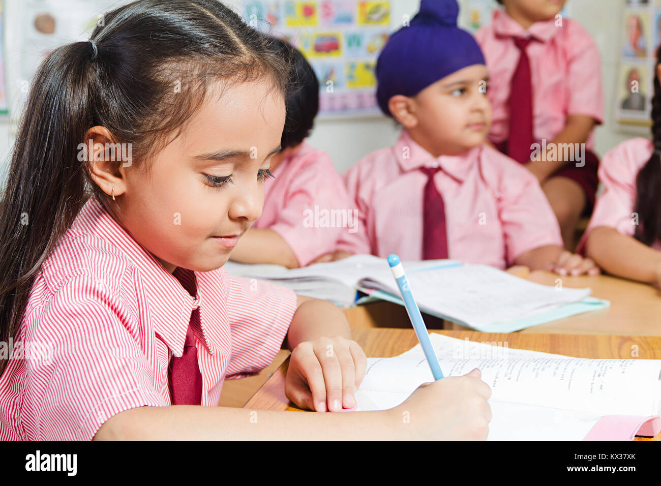 Indian School Childrens Students Book Studying In Classroom Stock Photo ...
