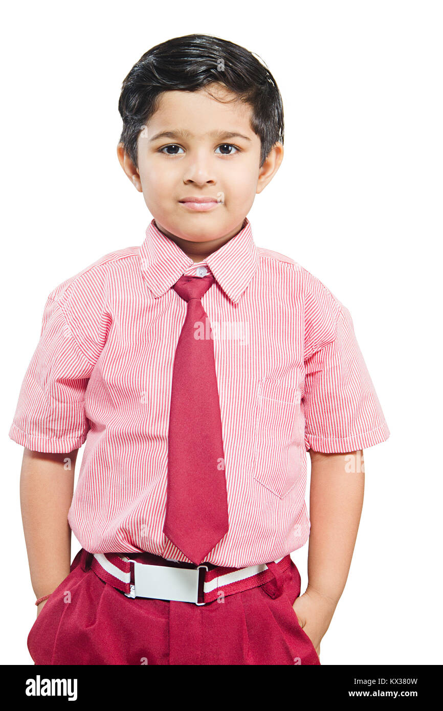 1 Indian School Little Boy Student Standing Hands In Pockets Stock ...
