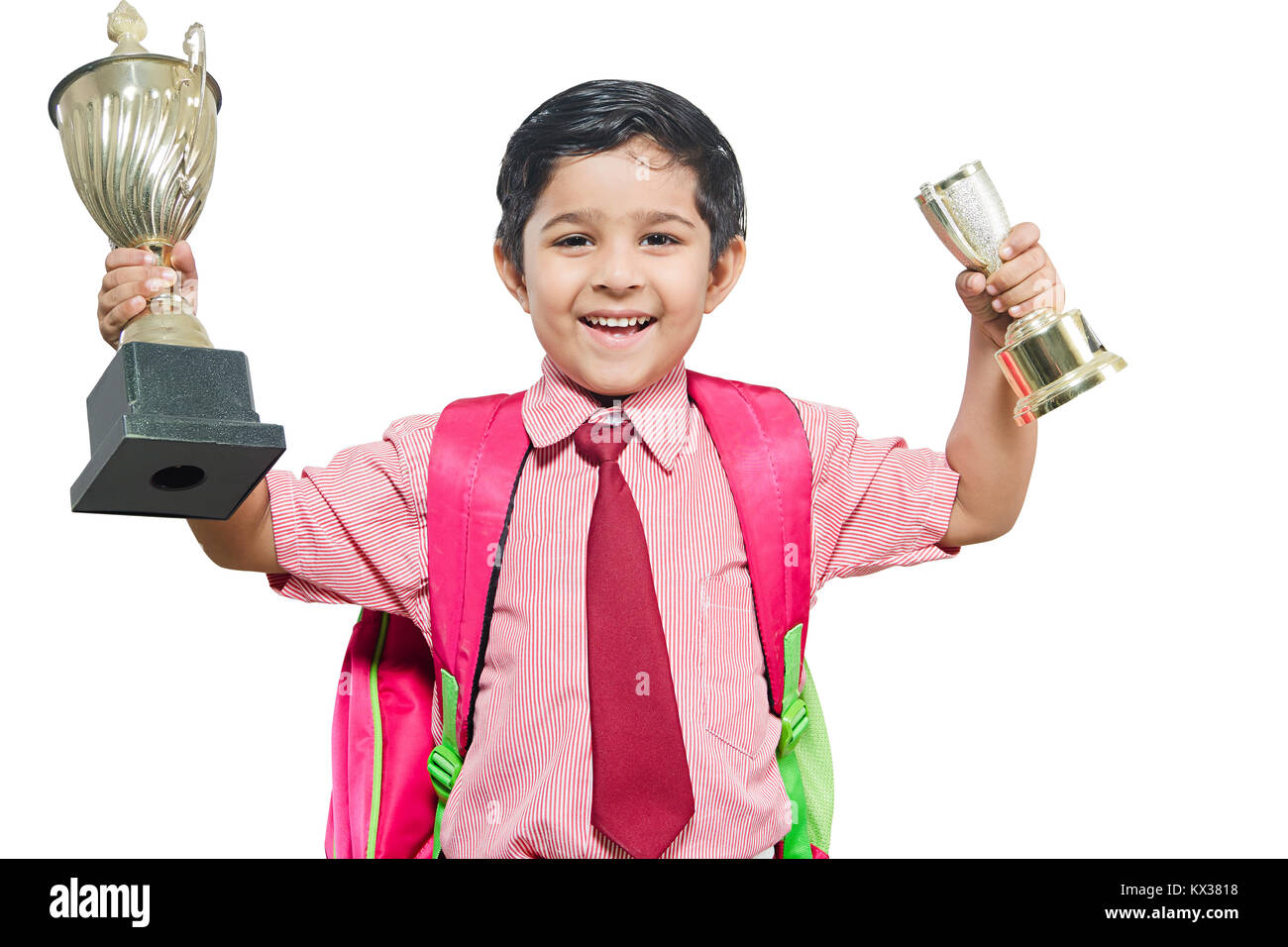 1 Indian School Little Boy Student Showing Victory Trophy Celebrations ...