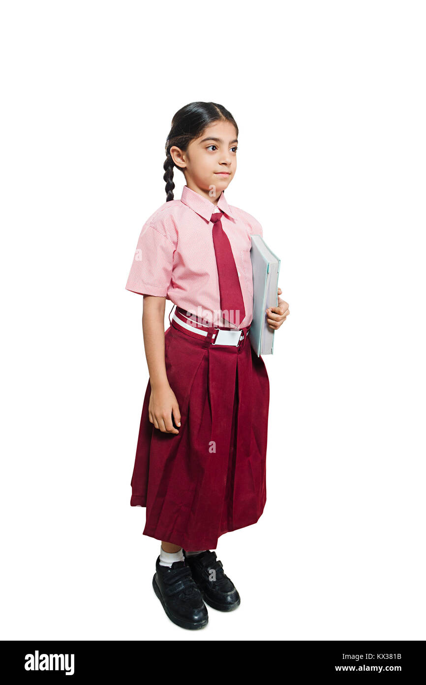 1 Indian School Little Girl Student Standing Holding Notebook Wisdom ...