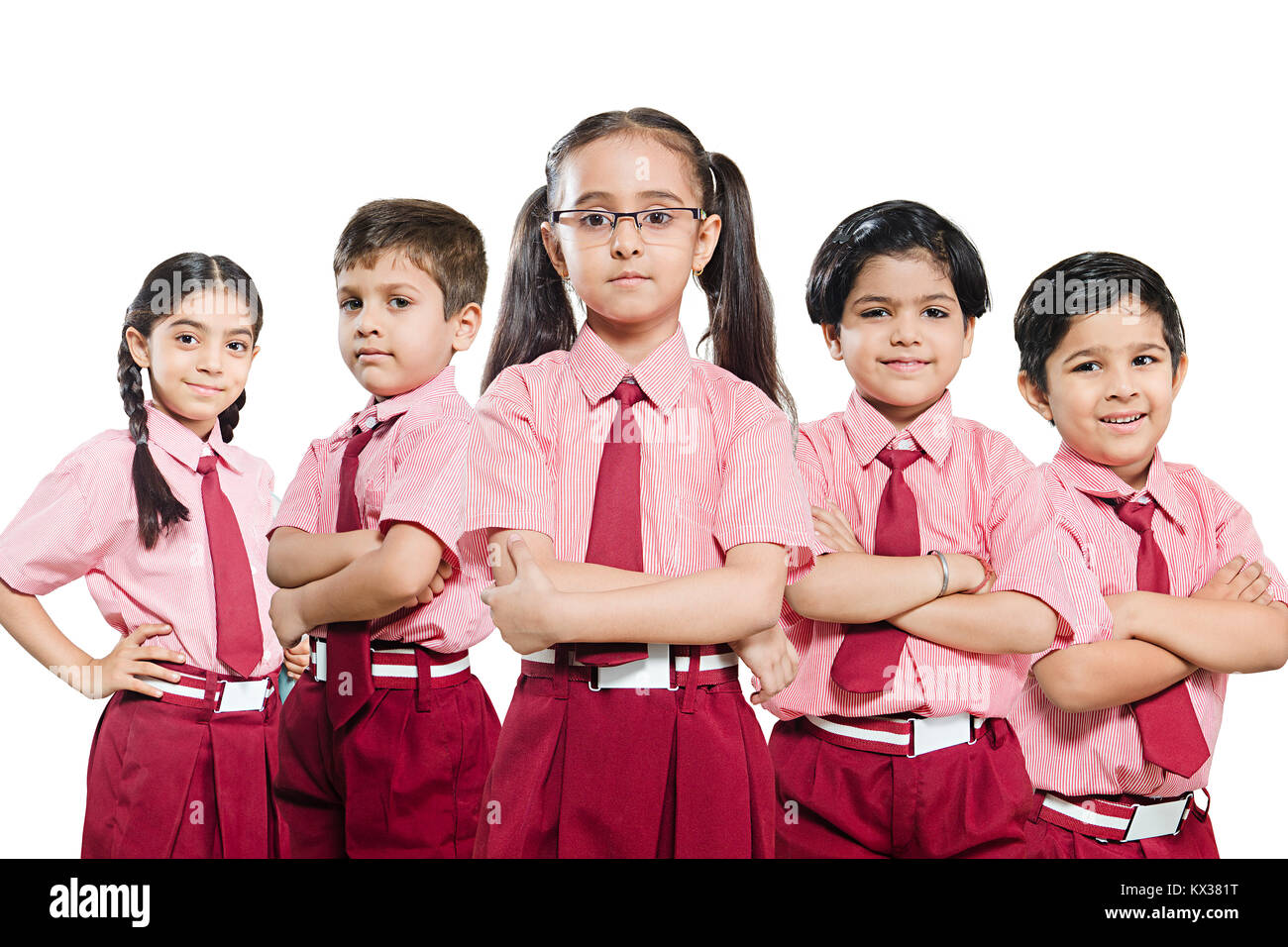 Indian Group School Kids Students Classmate s Arms Crossed Standing ...