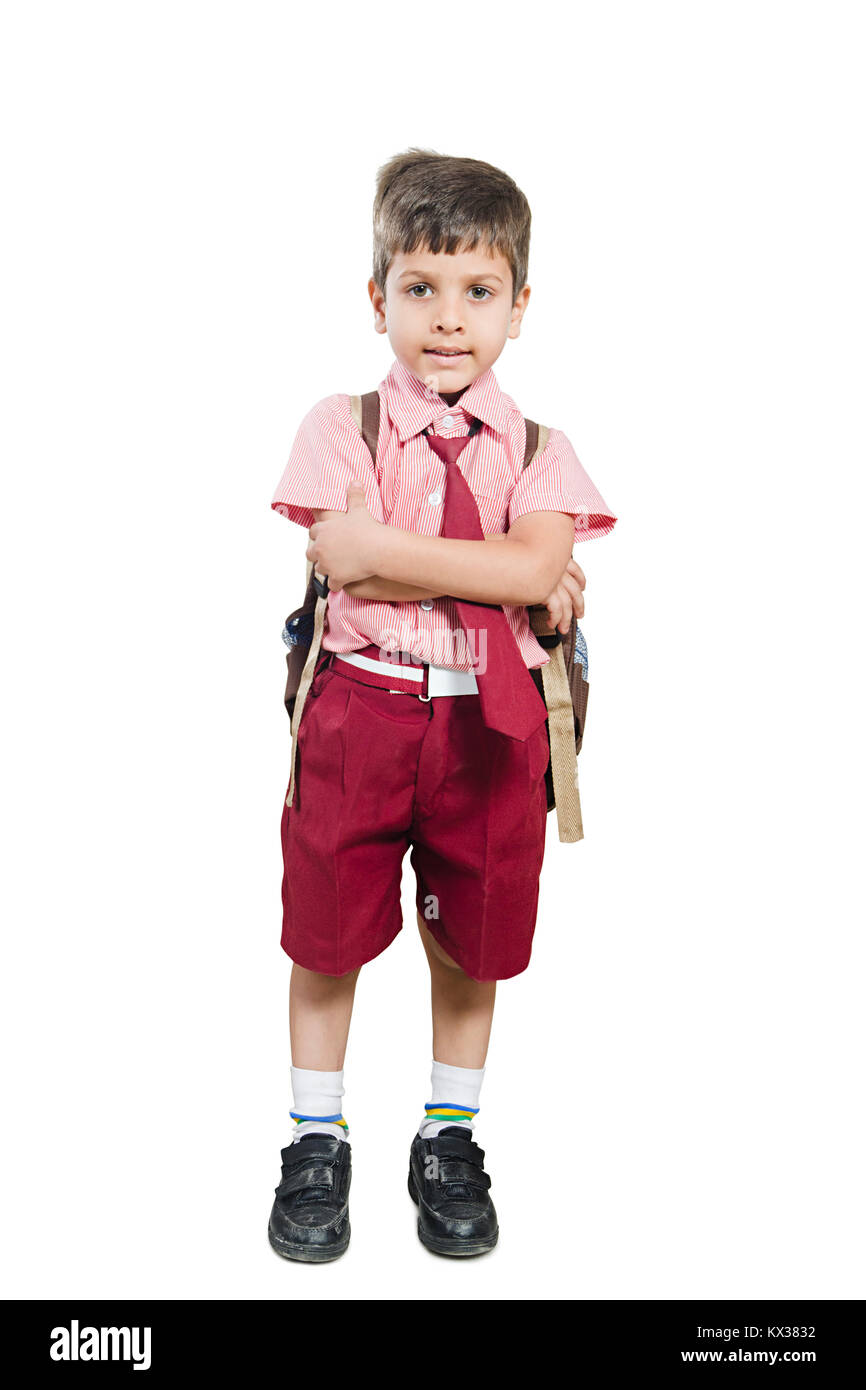 1 Indian School Kid Boy Arms Crossed Standing Studio shot Stock Photo ...