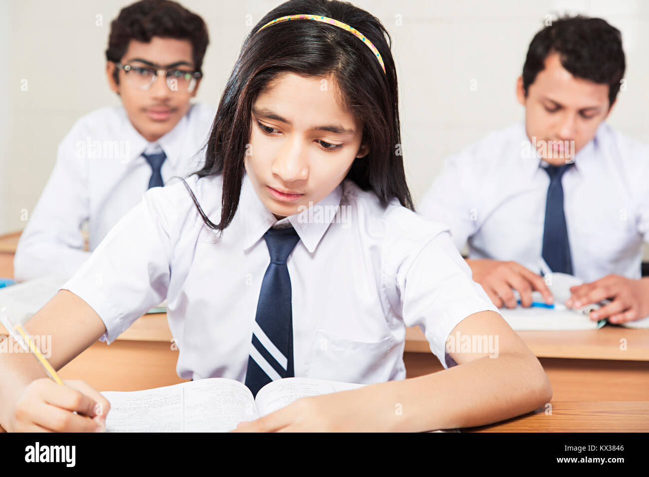 1 Indian School Student Girl Reading Book Study Education Class Stock ...