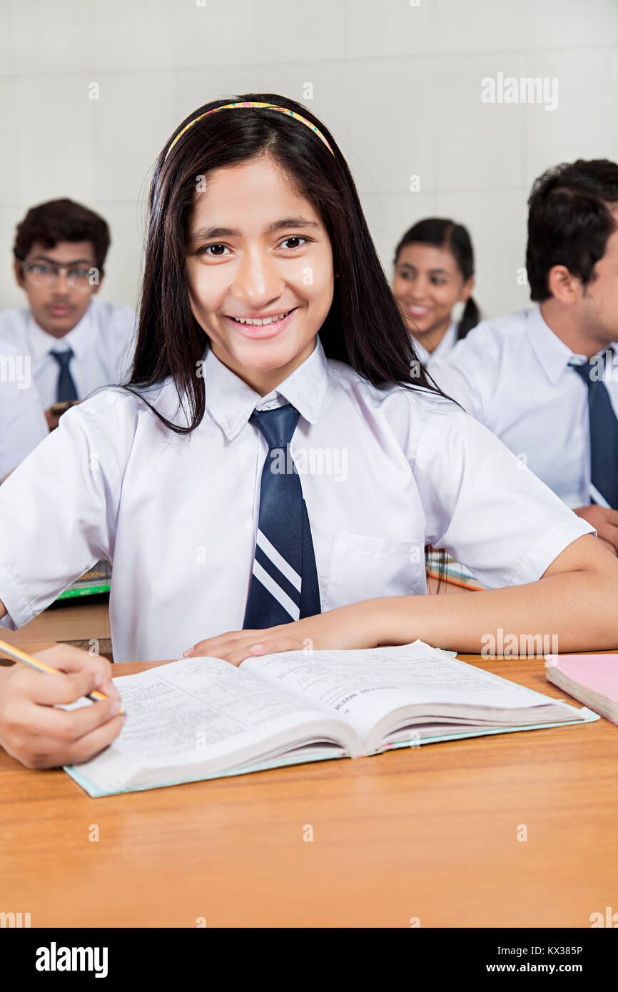 1 Indian School Young Girl Student Book Studying Education Class Stock ...