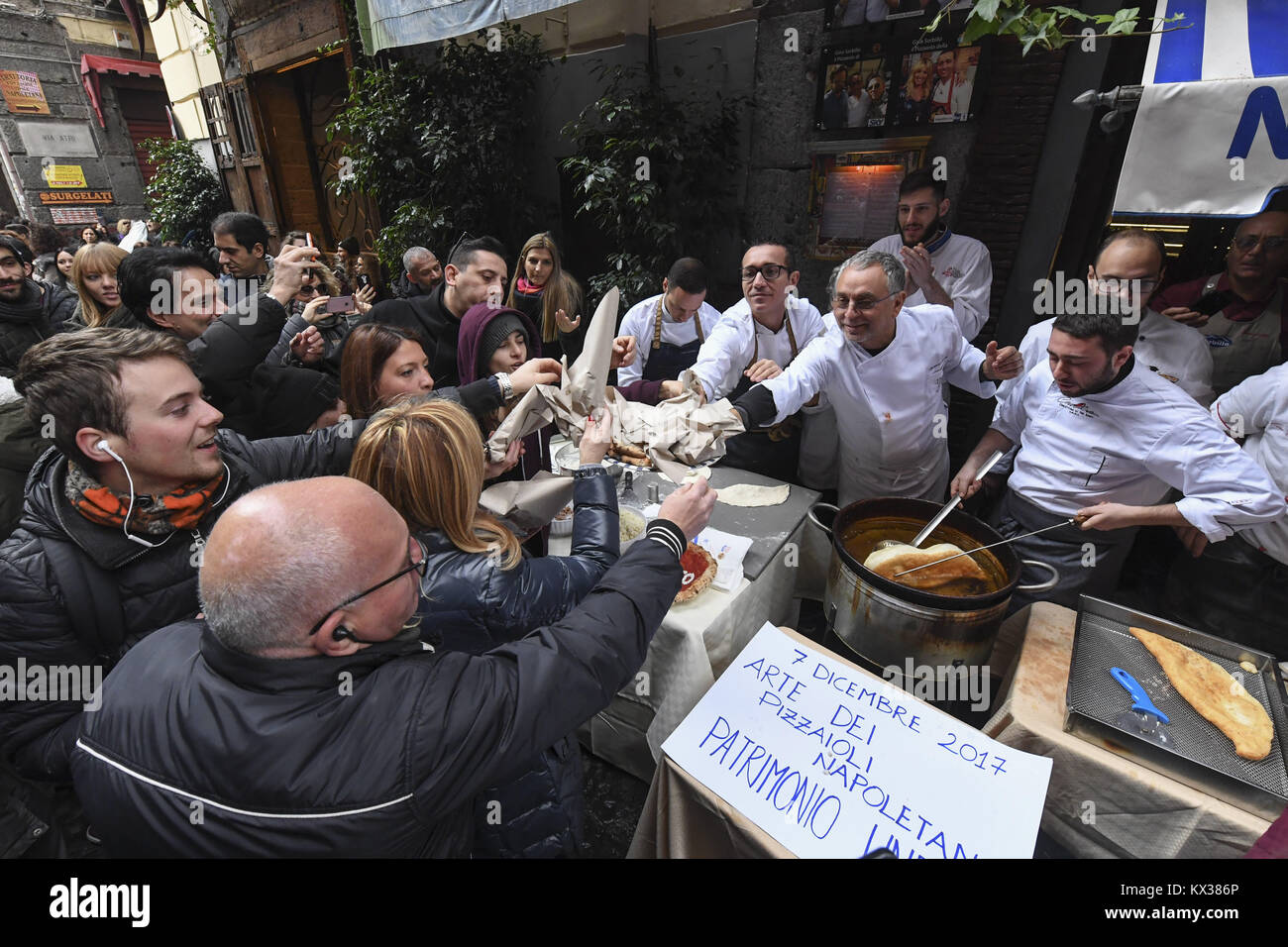 In the historic centre of Naples a group of Neapolitan pizza makers ...