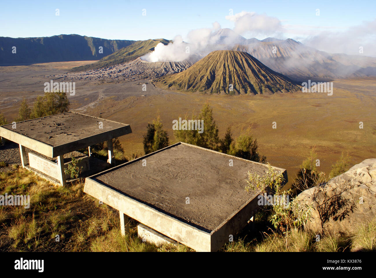View on vulcanos from the view point, Java Stock Photo - Alamy