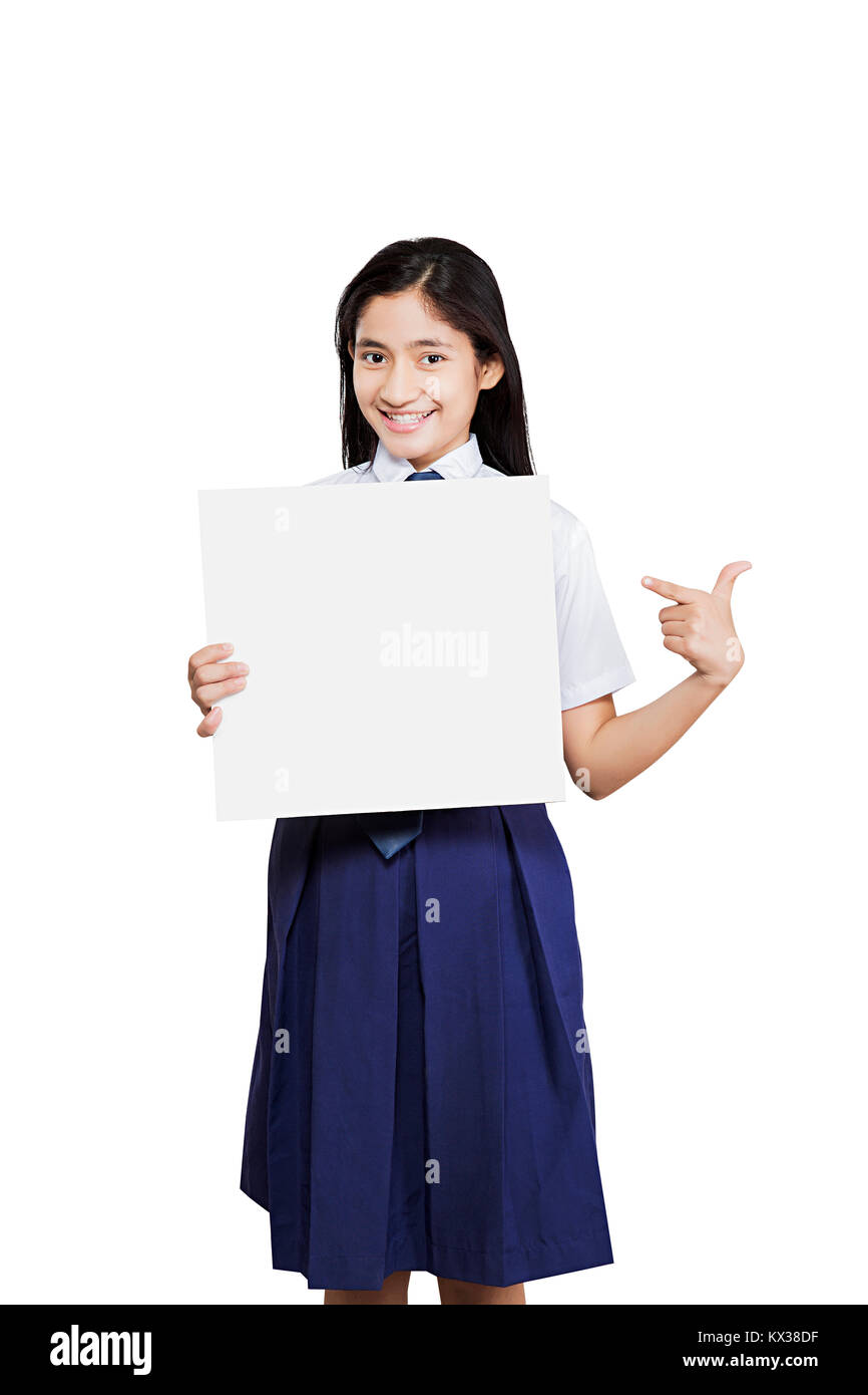 1 Indian High School Girl Student Pointing Showing Message Board Stock ...