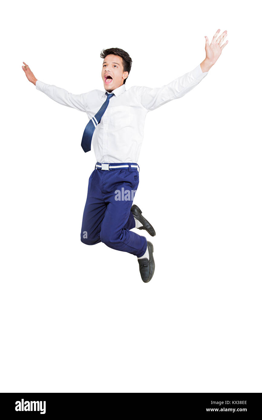 1 Indian School Boy Student Jumping Shouting Success ful Celebrating ...