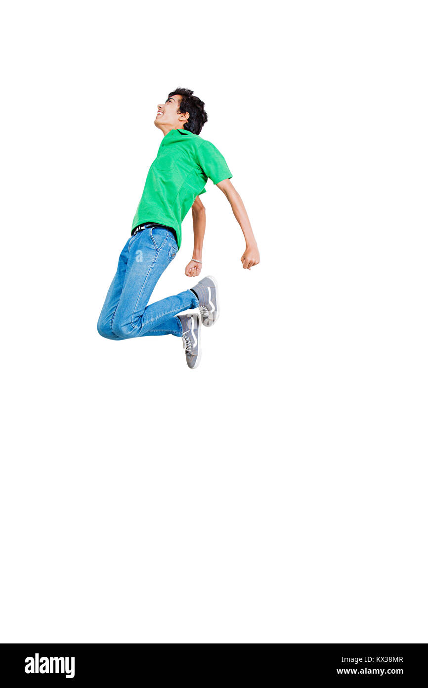 Happy Indian 1 Teenager Boy Jumping Fun Cheerful Successful Celebrating ...