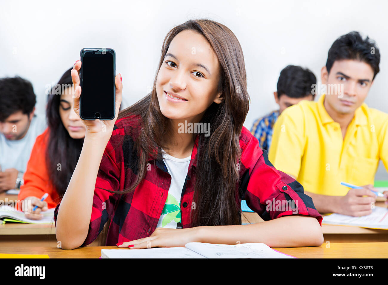 1 Indian College Girl Student Sitting Class Showing Mobile Phone Stock ...