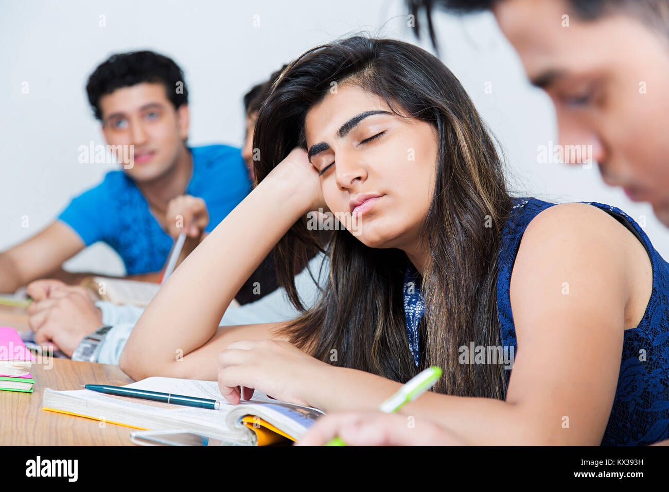 College Students In Class Sleeping