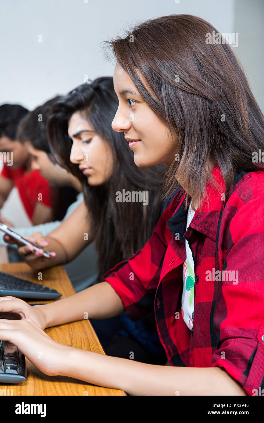 Indian College Students Computer Study In Class Education Learning ...