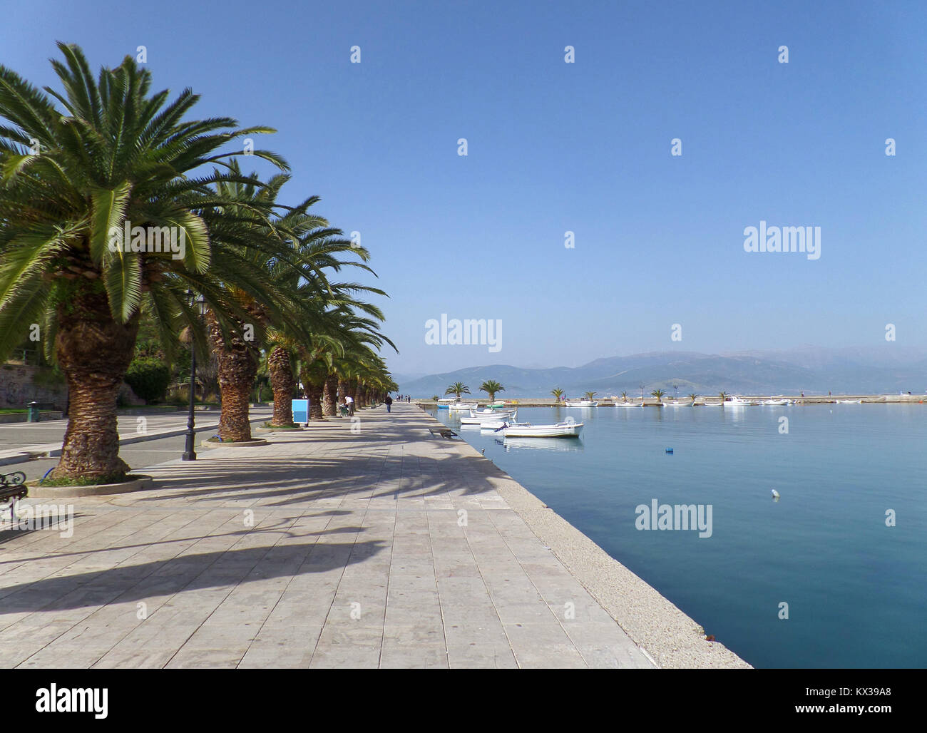 Beautiful Promenade in Morning Sunshine on the Waterfront of Nafplio ...