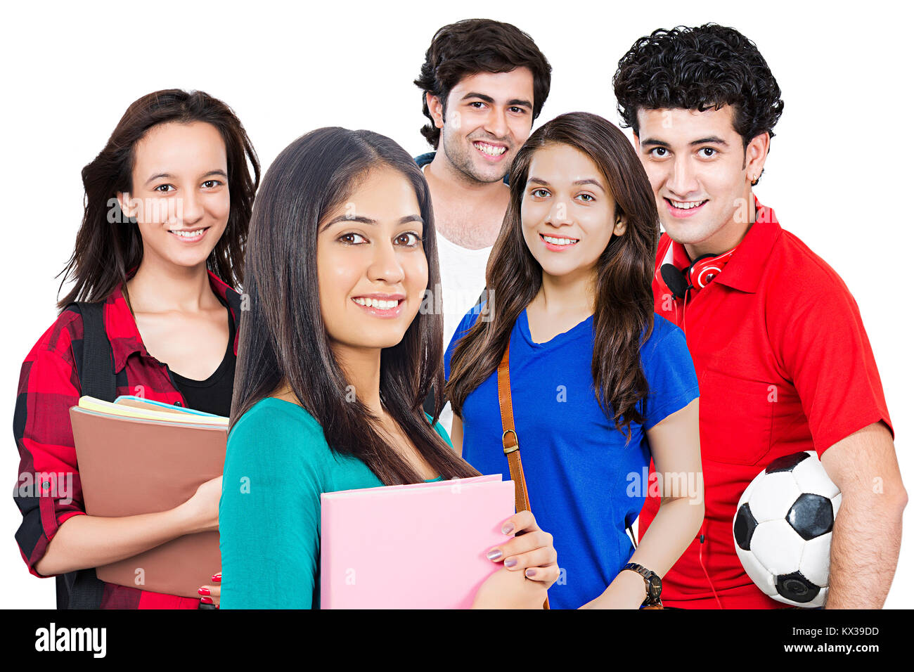 Smiling, Indian Group College Student s Friends Standing Together ...