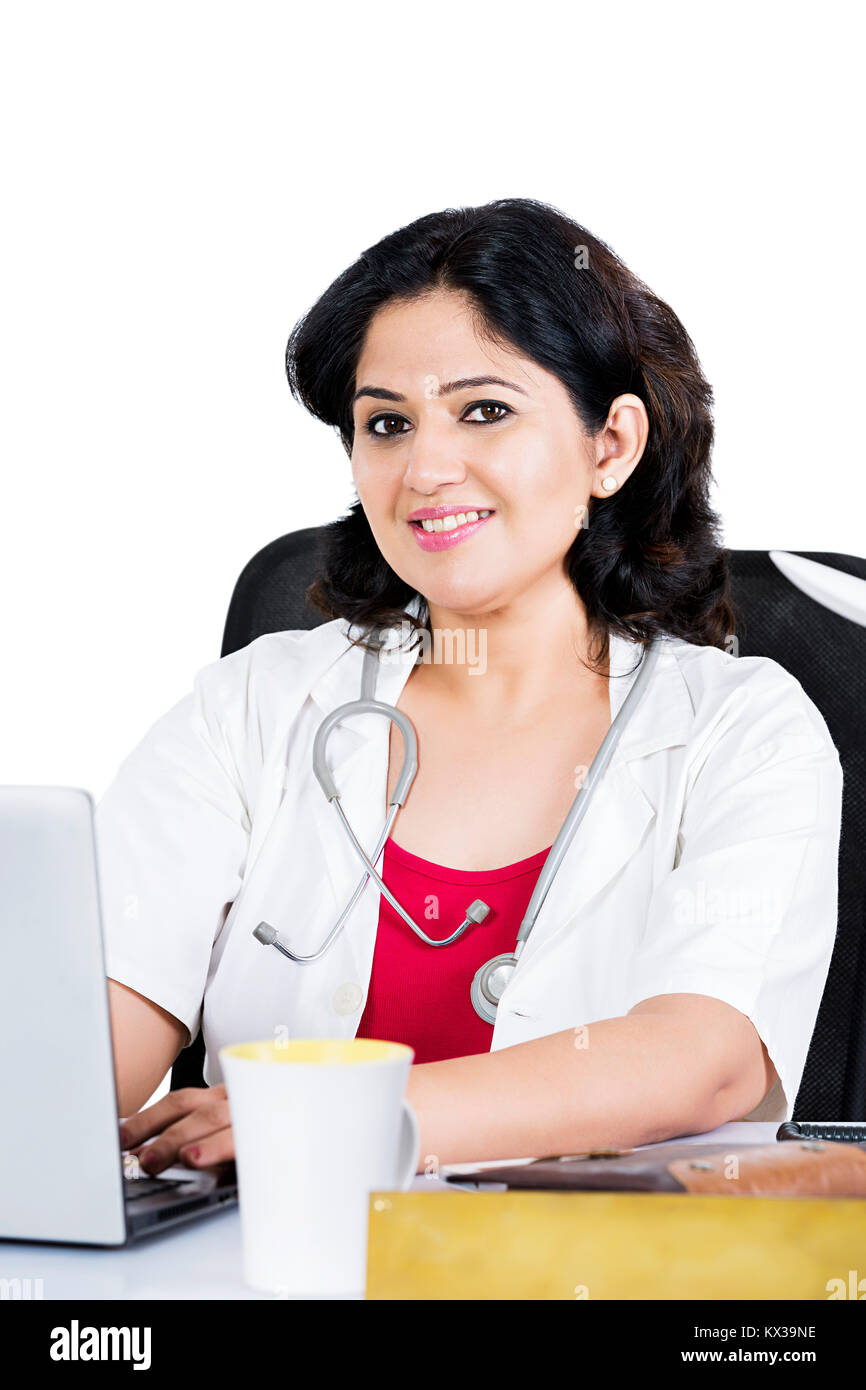 1 Indian Medical Lady Doctor Laptop Working In Hospital Stock Photo - Alamy