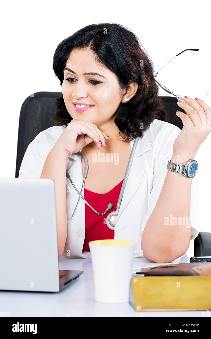 Indian Medical Lady Doctor Laptop Working In Clinic Stock Photo - Alamy