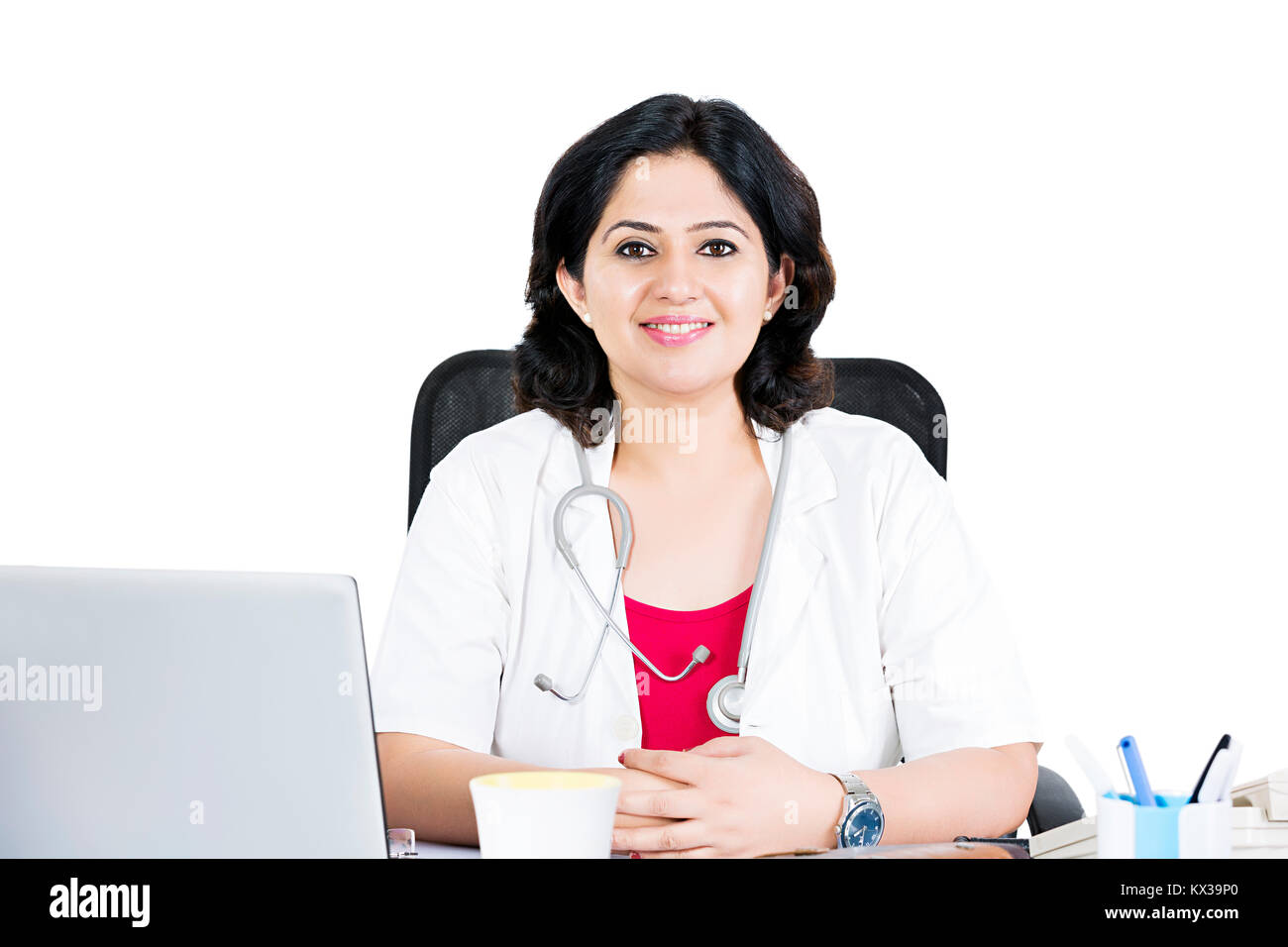 Indian Medical Woman Doctor Using Laptop In Clinic Stock Photo - Alamy