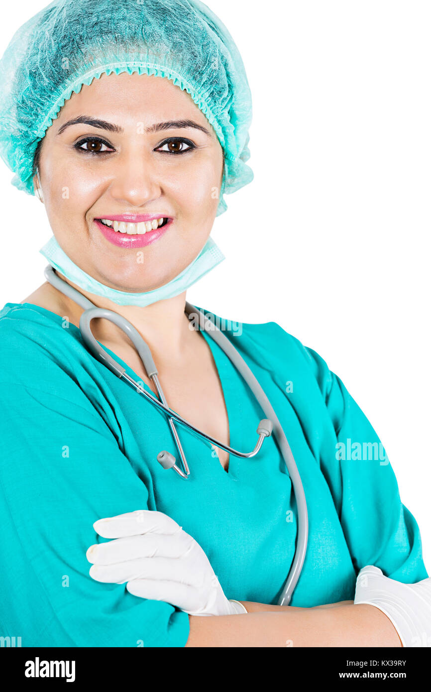 Indian Surgeon Female Doctor Arms Crossed Standing Smiling Stock Photo ...