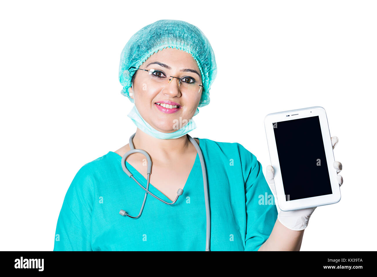 Indian Medical Surgeon Woman Doctor Showing Digital Tablet Pc Stock ...