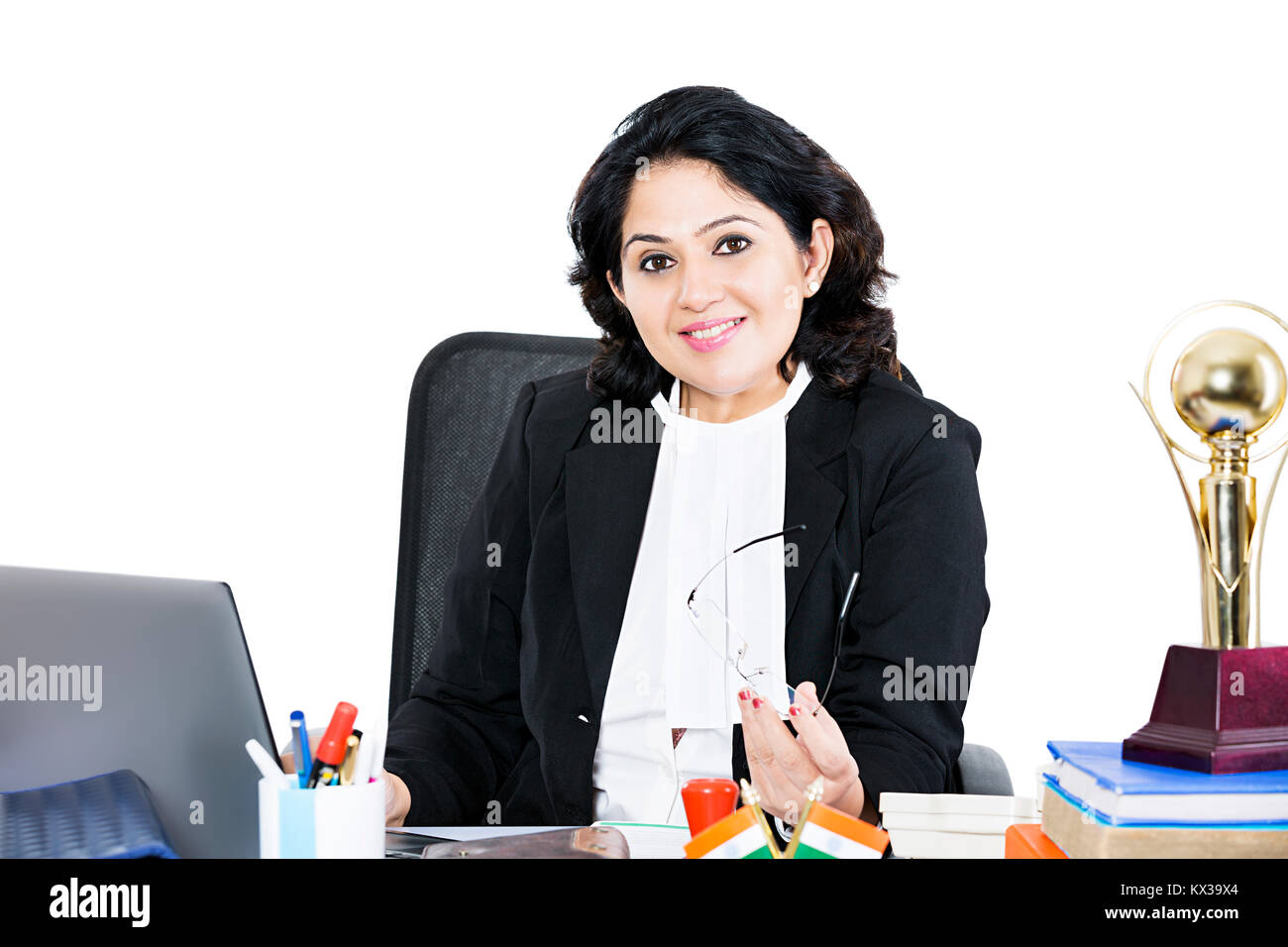 Indian Indian Lawyer Woman Sitting In Office Work Stock Photo - Alamy