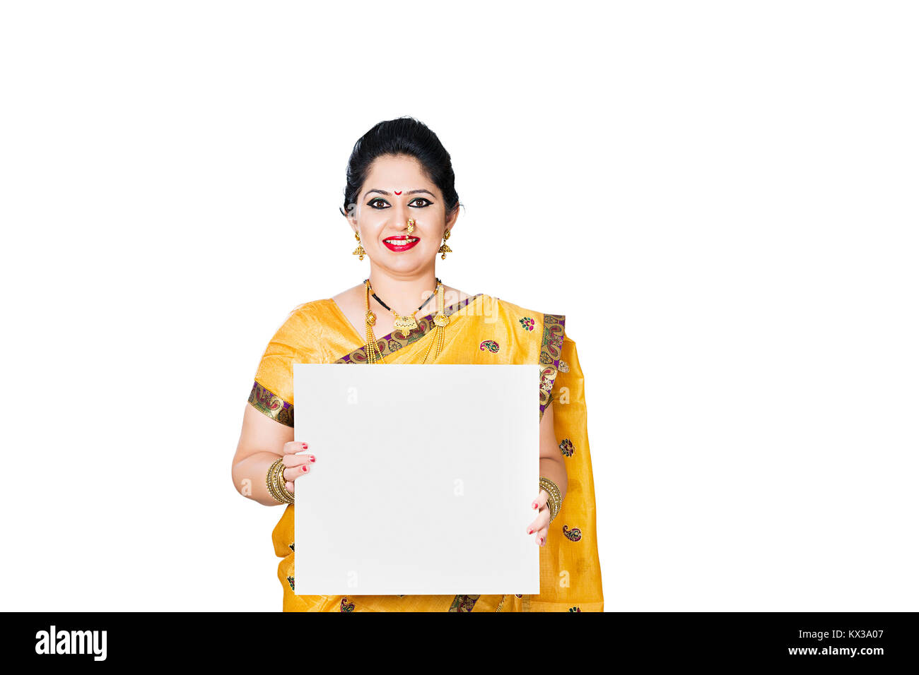 Indian Marathi Lady Housewife Showing Message Board Stock Photo - Alamy