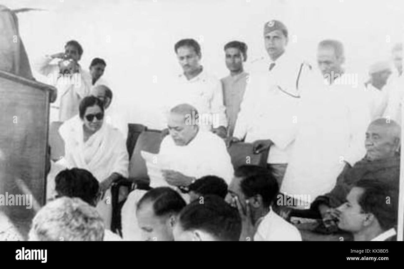 This historic photograph shows Dr. B.R. Ambedkar with Bhante Chandramani during the conversion ...