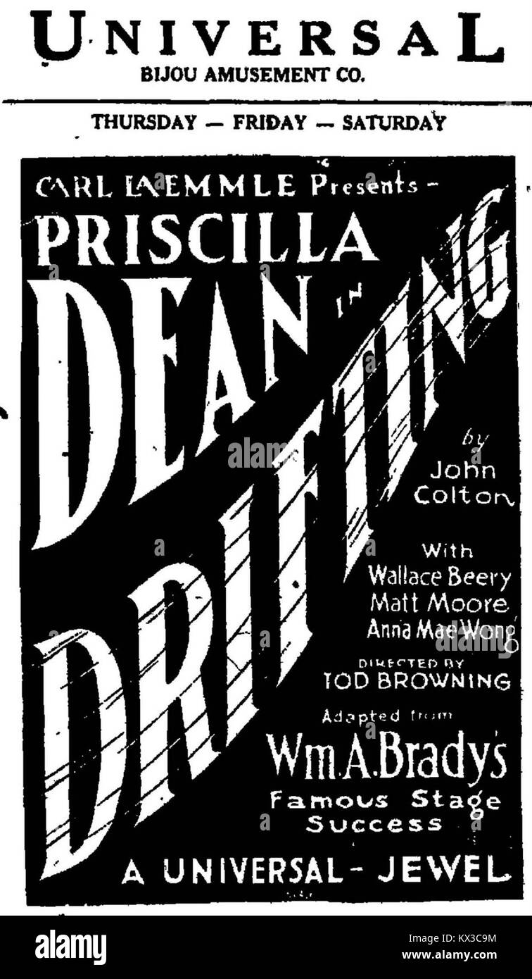The poster for 'Drifting' (1923) highlights the film's themes of ...