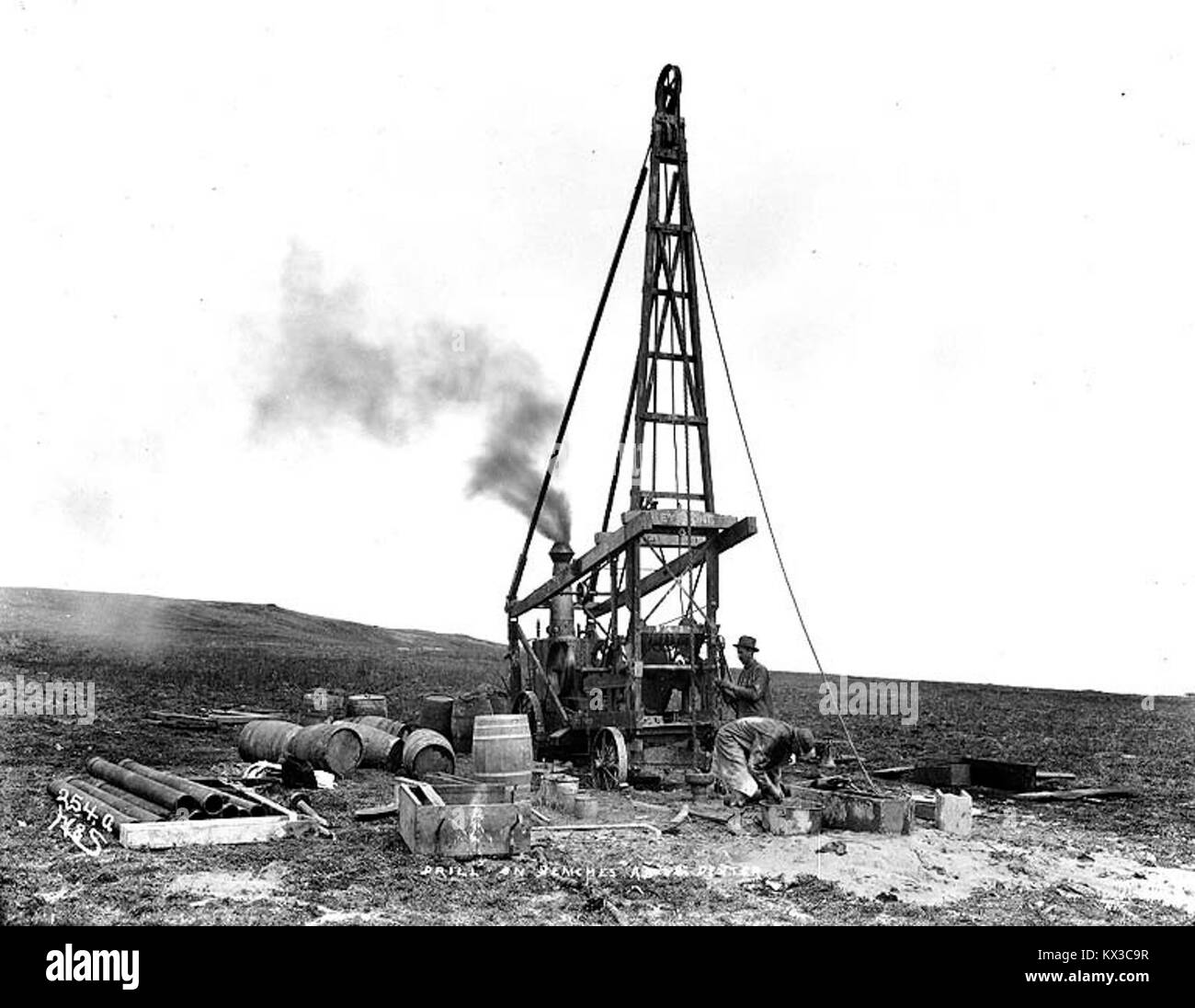 Drill on mining claim above Dexter Creek, Alaska, ca 1901 (HEGG 85 ...
