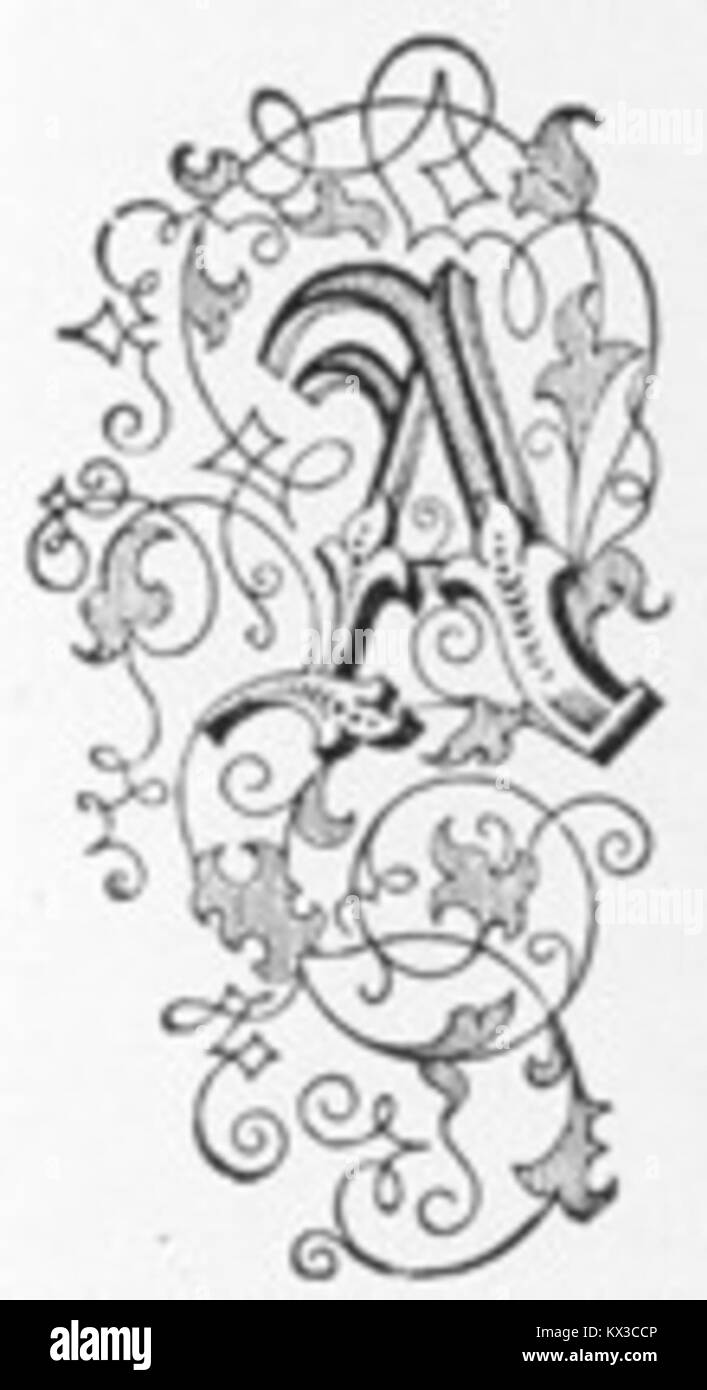 A typographical design featuring a drop cap (letter 'A'), commonly used ...