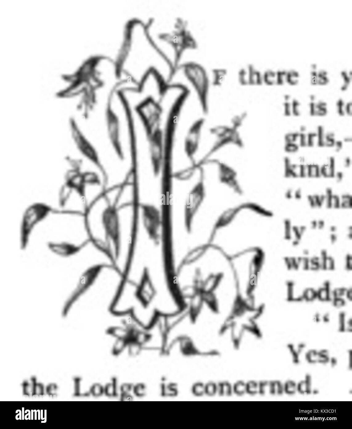 This image features a drop cap, typically used as a decorative element ...