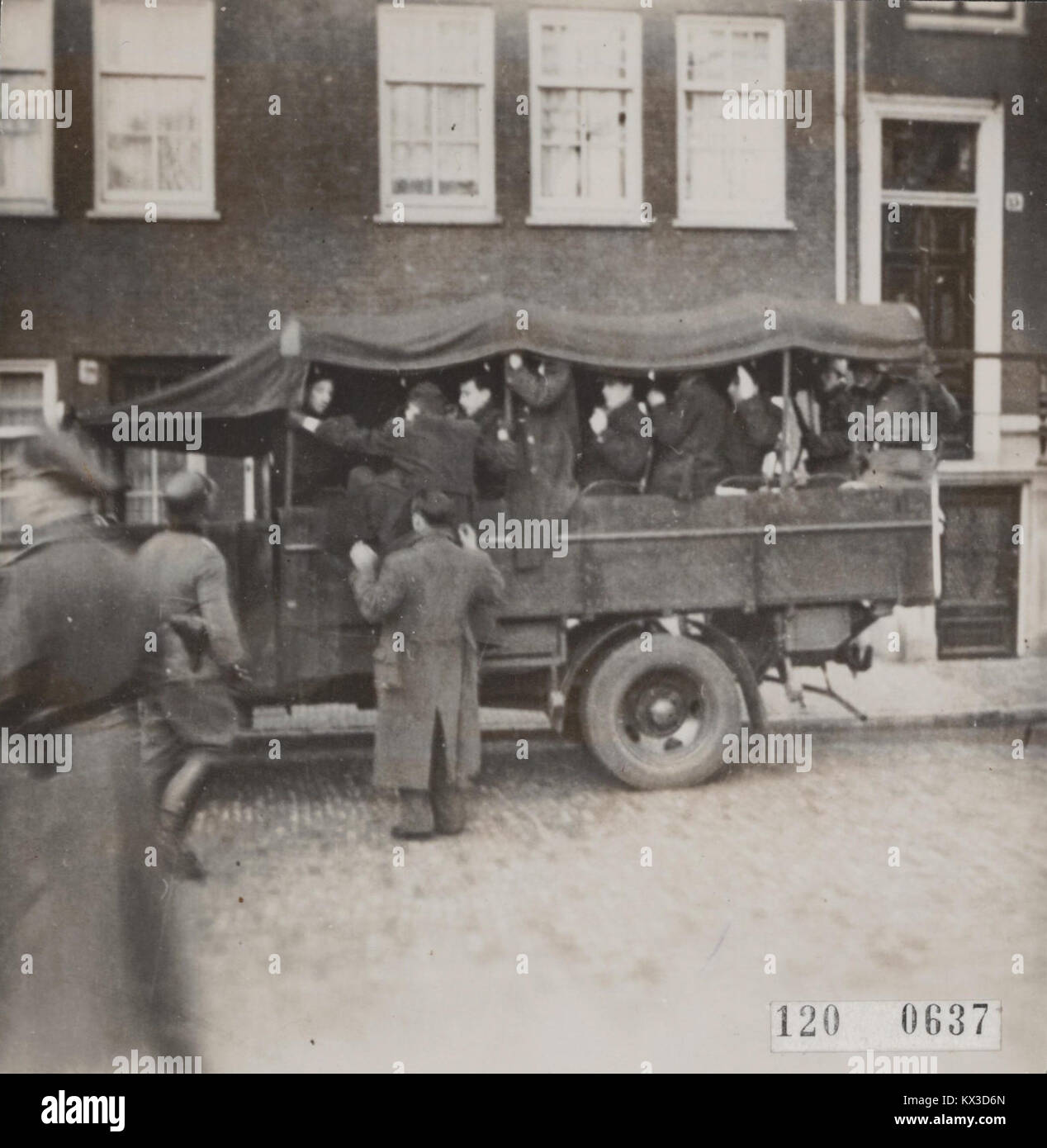 Photograph documenting a German raid at Daniël Meijerplein in Amsterdam ...