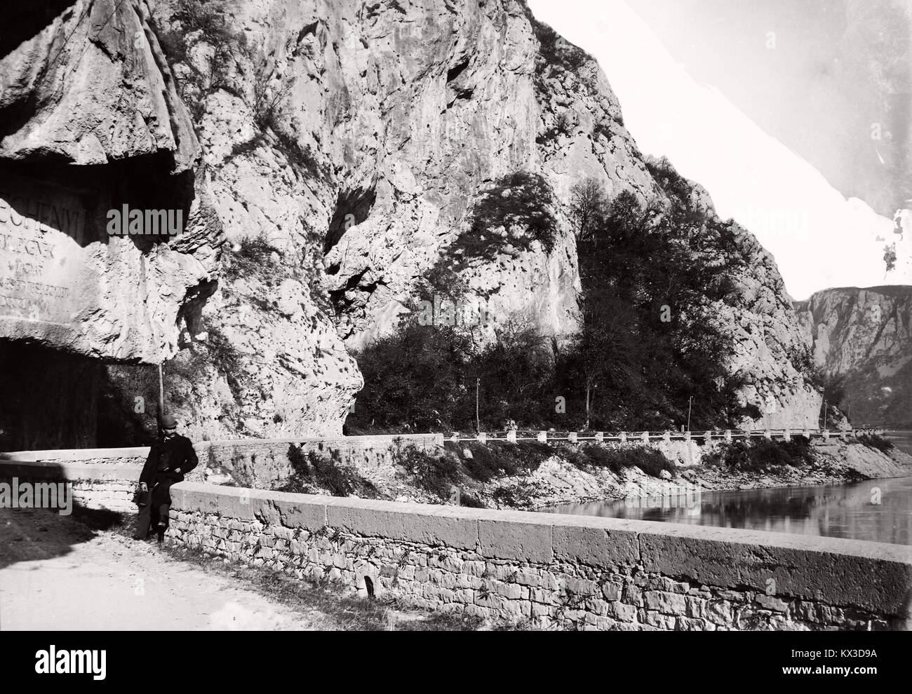 This image shows the Danube at the Iron Gate gorge, Széchenyi Road ...