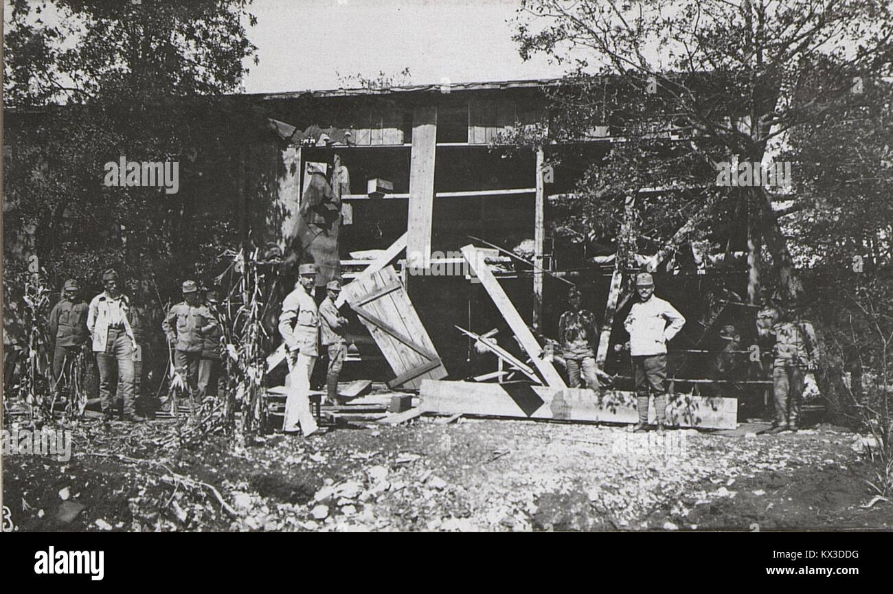 The image depicts barracks destroyed by enemy artillery on September 5 ...