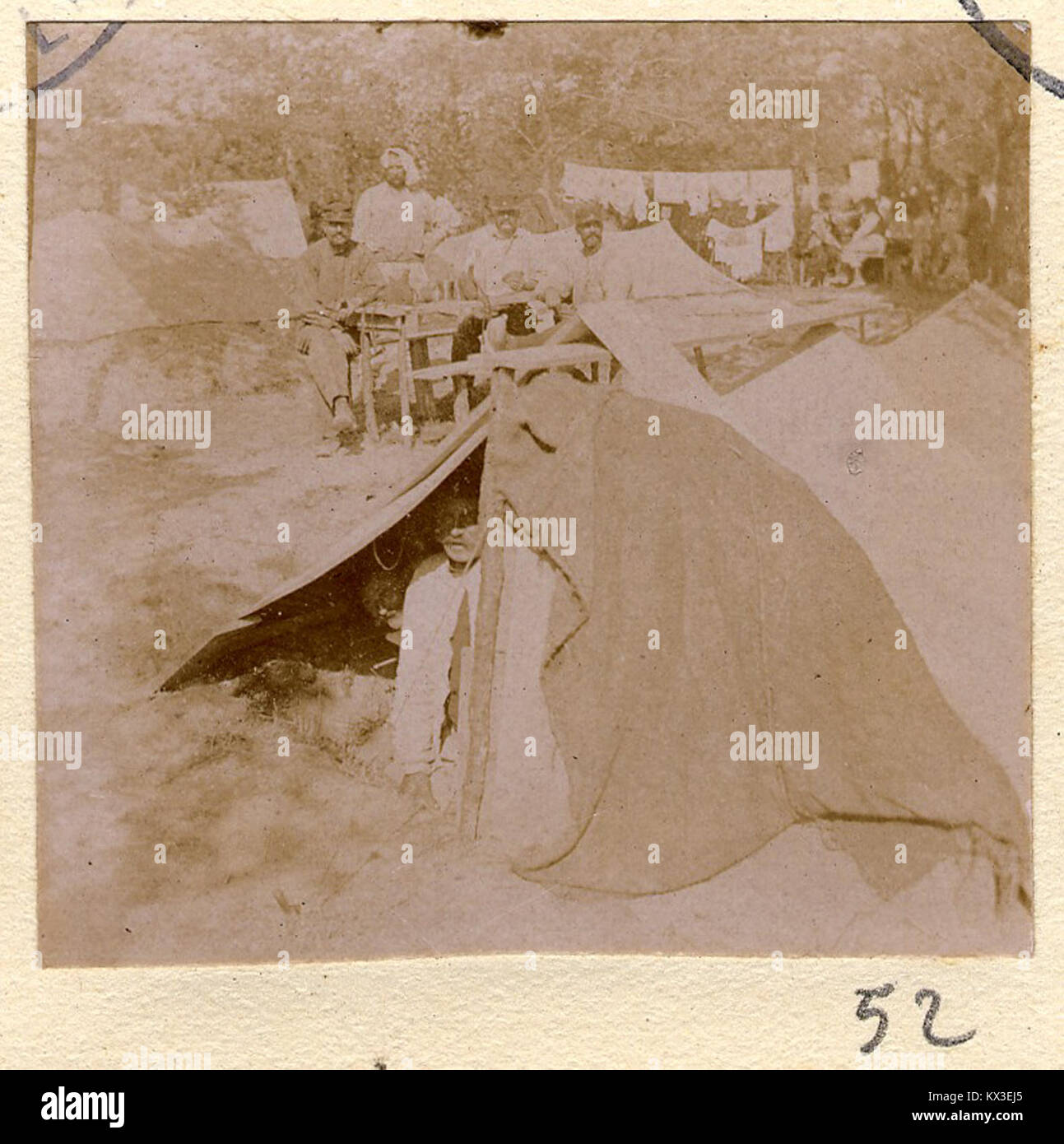 The Berthel collection image depicts a bivouac scene, showing a ...