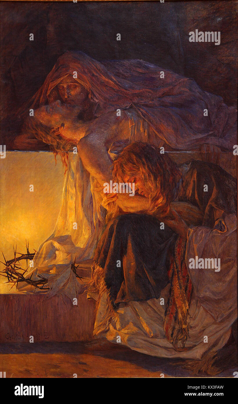 *Mourning of Christ* by Bela Cikos Sesija is an emotional painting ...