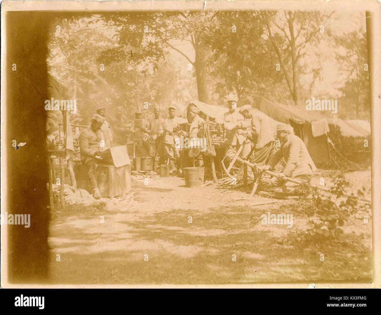 The image depicts a military cantonment from the 1880s, showcasing the ...