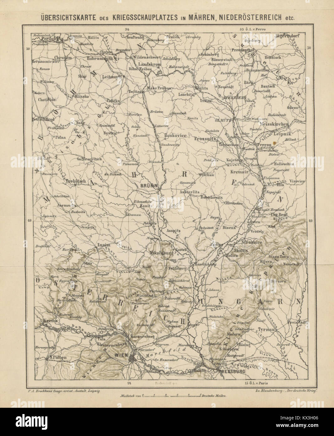 This map shows the military landscape of Moravia, Lower Austria, and ...