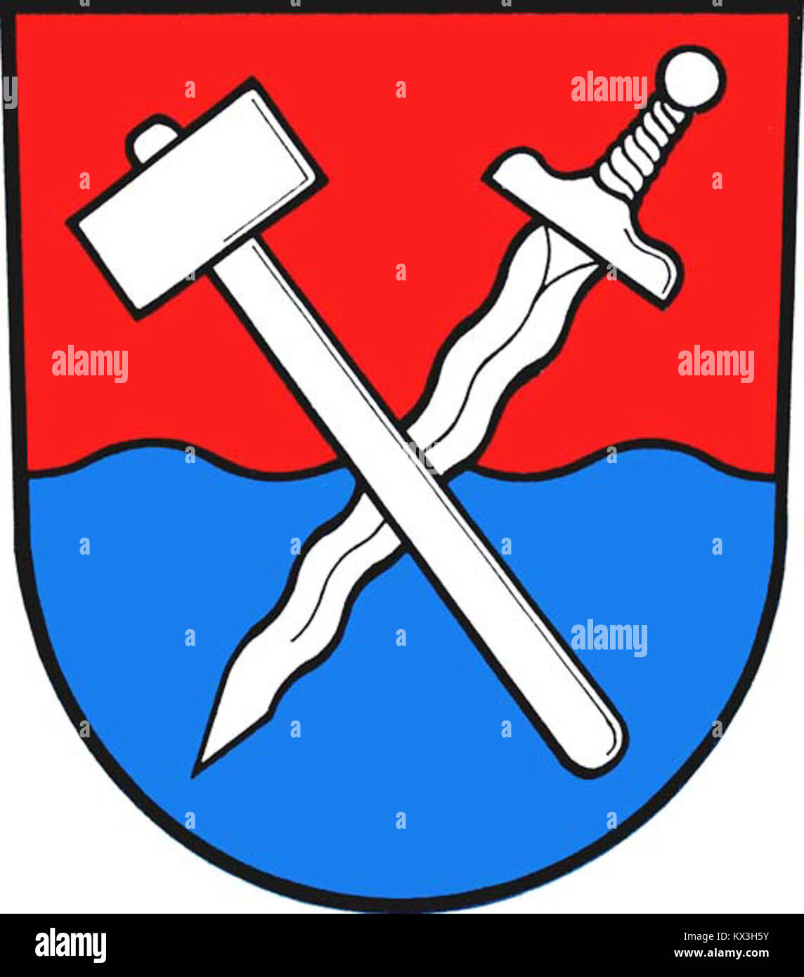 Photograph of the coat of arms of Česká Ves, Czech Republic, showing ...