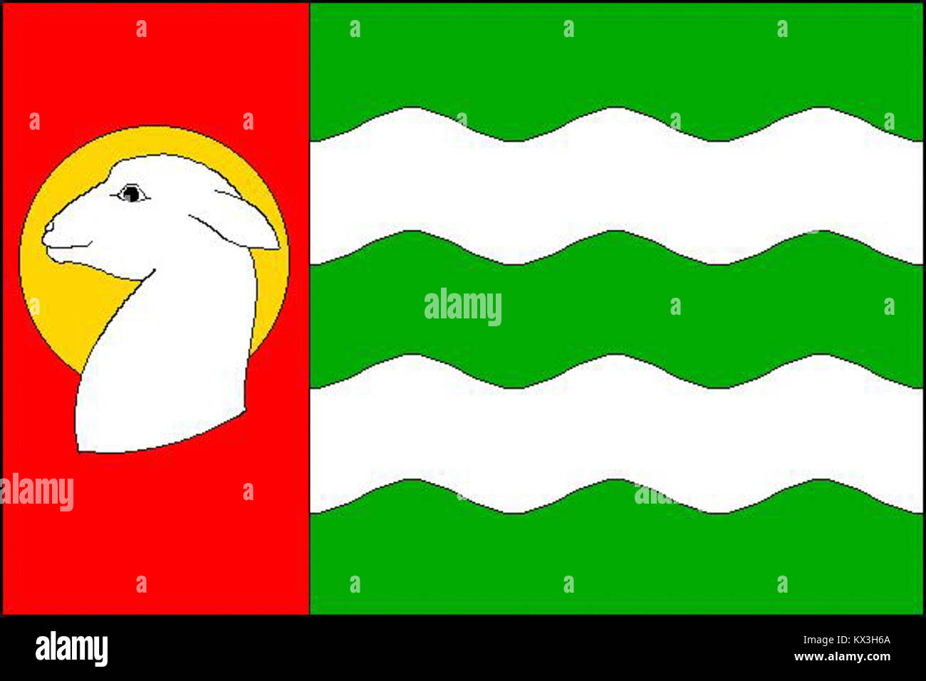 Photograph of the flag of Český Jiřetín, showing its design, symbols ...