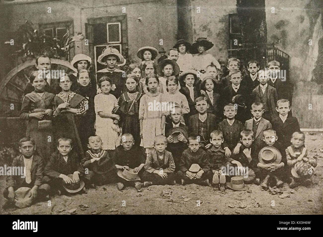 Photograph depicting Czech rural workers and children invited to a ...