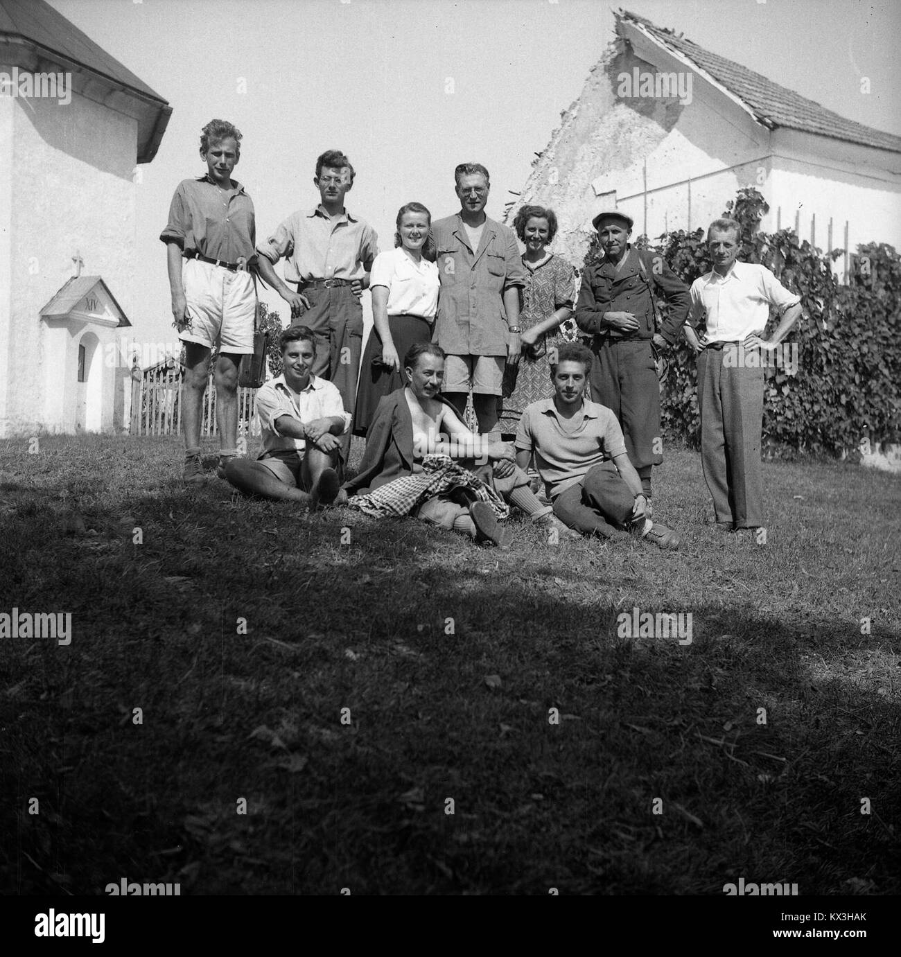 A 1950 photograph depicts team members on an excursion at Primskovo ...
