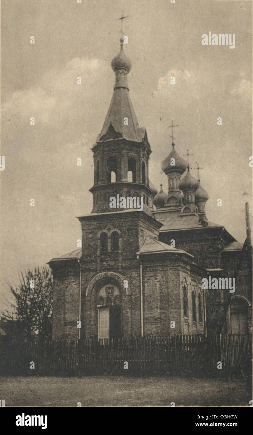 Luniniec, a town in Belarus, depicted by A. Vysocki in 1930, presents ...