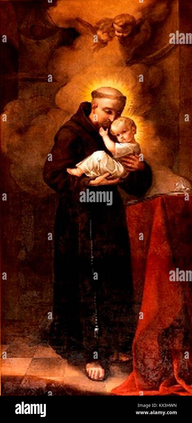 This artwork shows Saint Anthony of Padua from Milejów, Poland ...