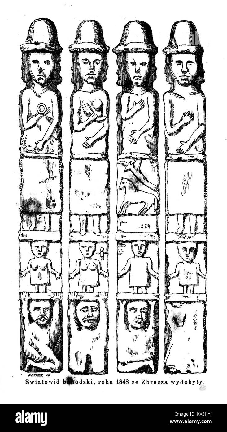 Swiatowid from Zbruch, a 9th-century Slavic sculpture depicting god ...