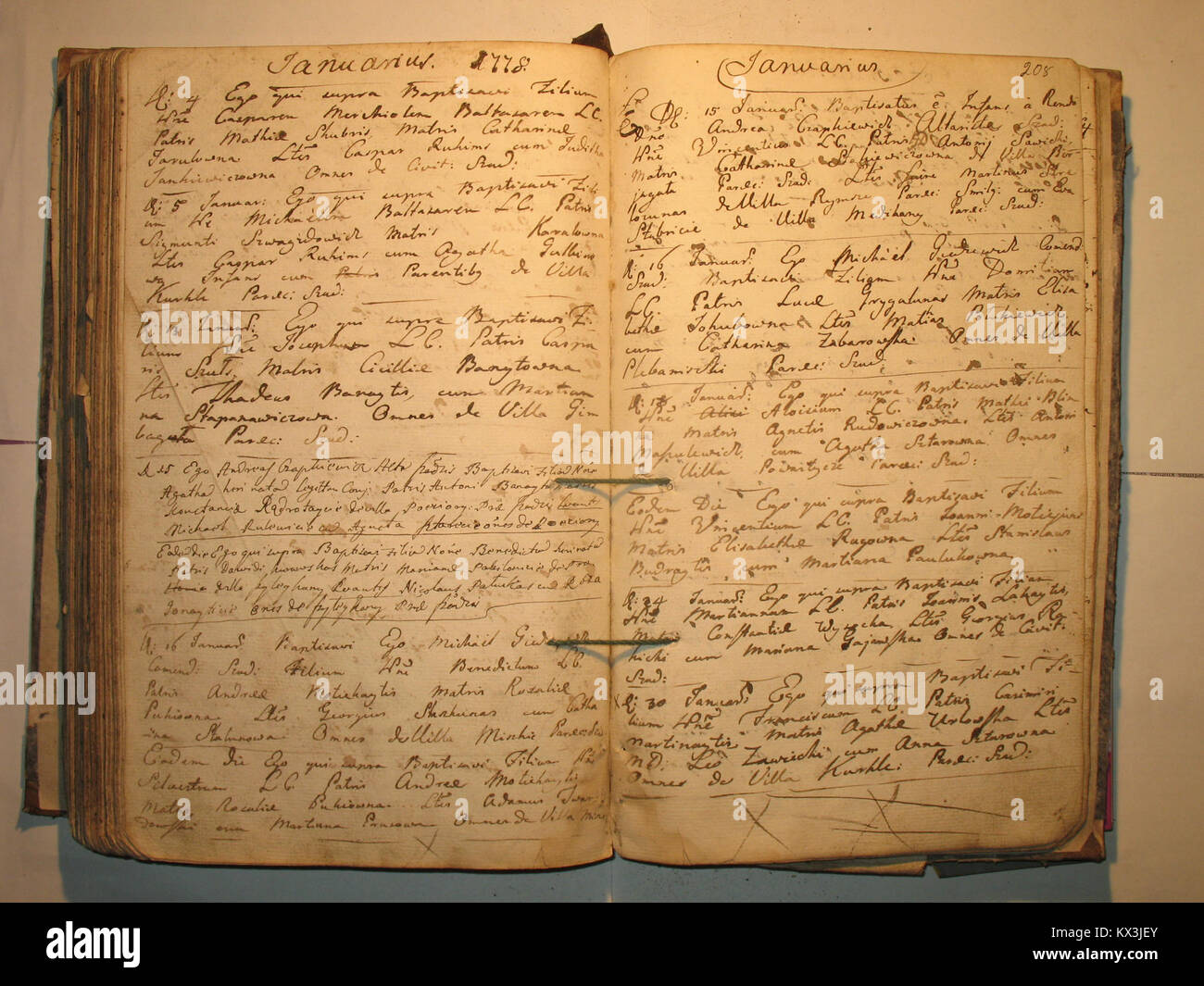 A baptismal register from Šeduvos, covering 1758 to 1779, documenting ...