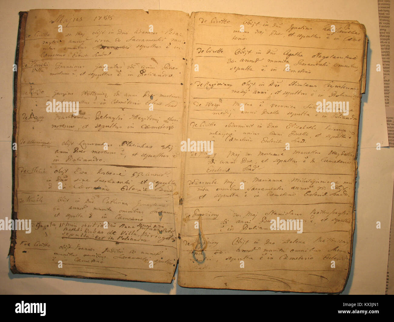 A church death register from 1788-1806 in Šeduvos, Lithuania ...