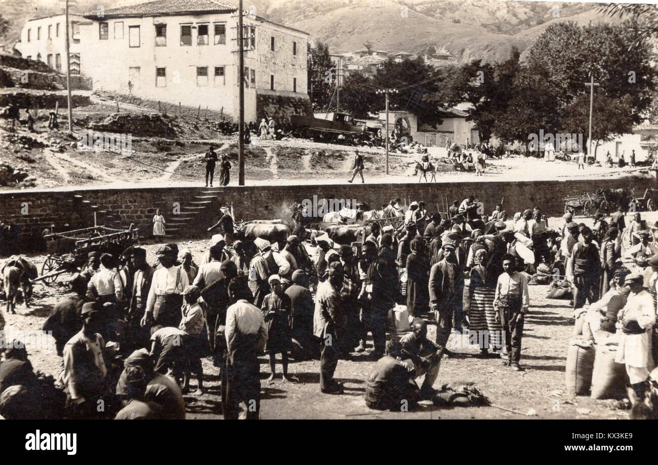 A postcard from the 1930s depicting Stip, a city in North Macedonia ...